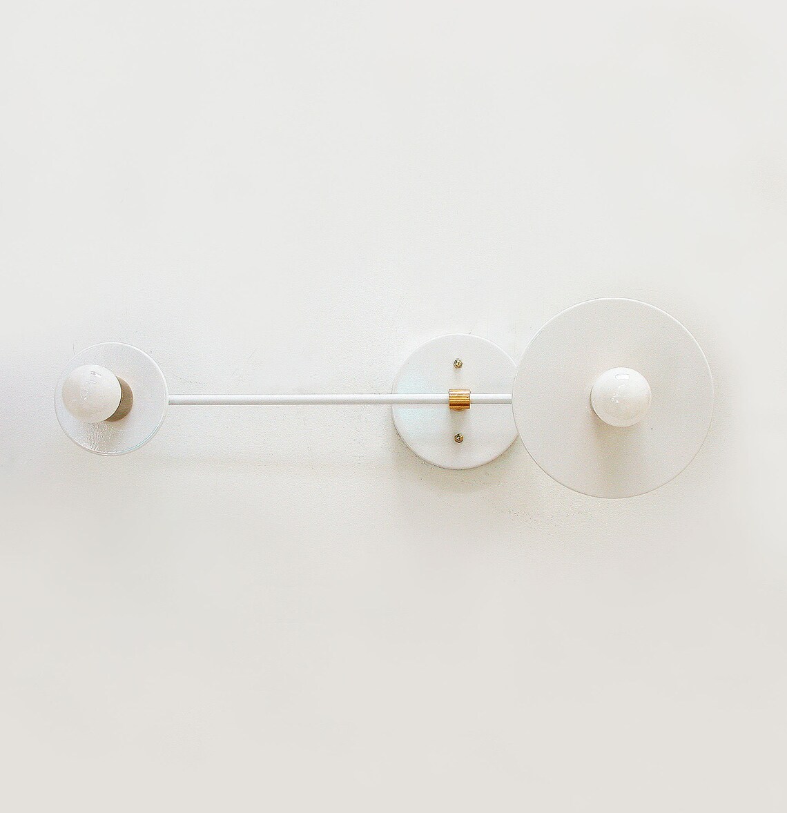 Mid Century Modern Double White Sconce Light White and Gold - Etsy