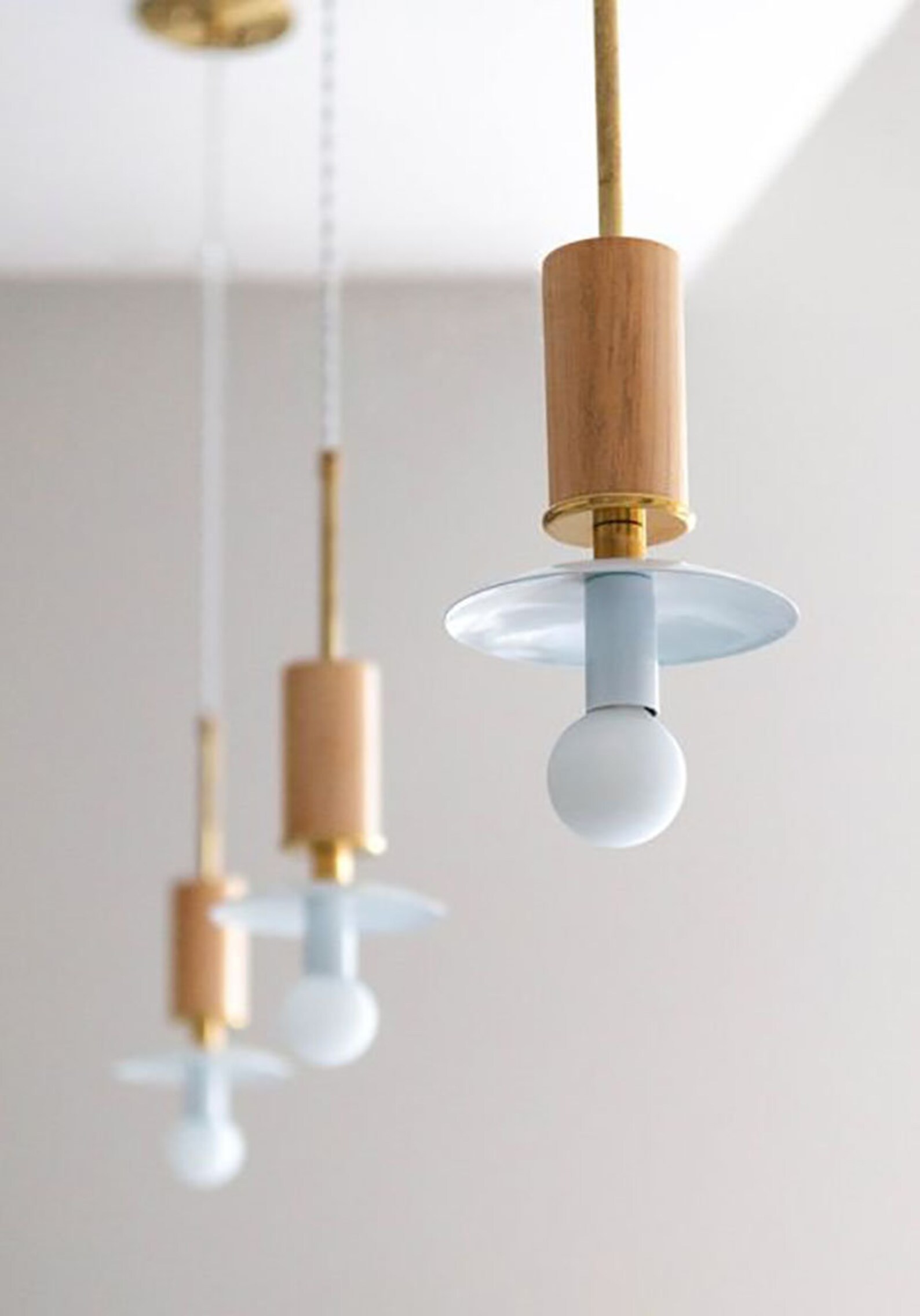 White Candelabra Modern Pendant Lamp Mid Century Light Wood Pendant ...
