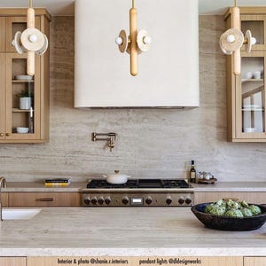 Travertine Stone and Maple Bohemian Pendant Light Travertine Fixture ...