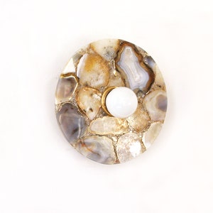 Agate Stone Round Bohemian Sconce Agate Wall Fixture Light Unique Agate ...