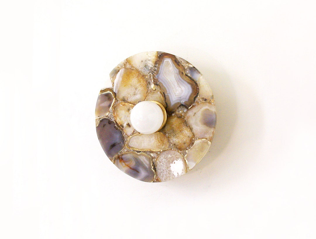 Agate Stone Round Bohemian Sconce Agate Wall Fixture Light Unique Agate ...