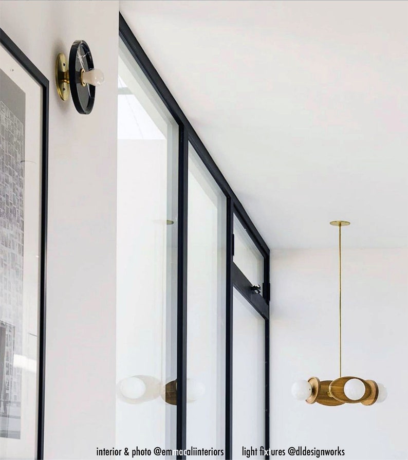 Mid Century Modern Quattro Oak and Opal Glass Globes Chandelier Kitchen ...