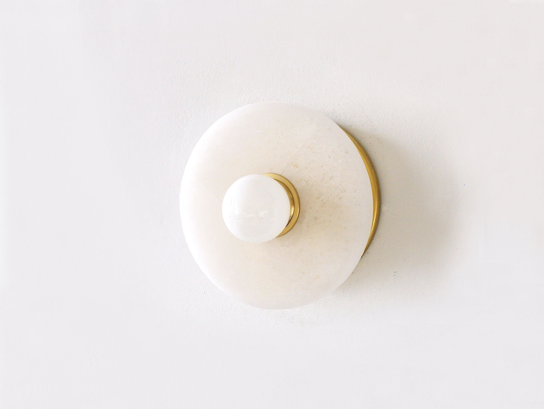 Selenite Stone Minimalist Wall Fixture Light Selenite Crystal Sconce ...