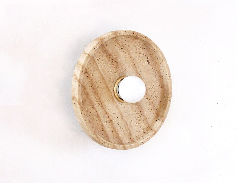 Travertine Round Modern Light Fixture Travertine Sconce Vanity ...