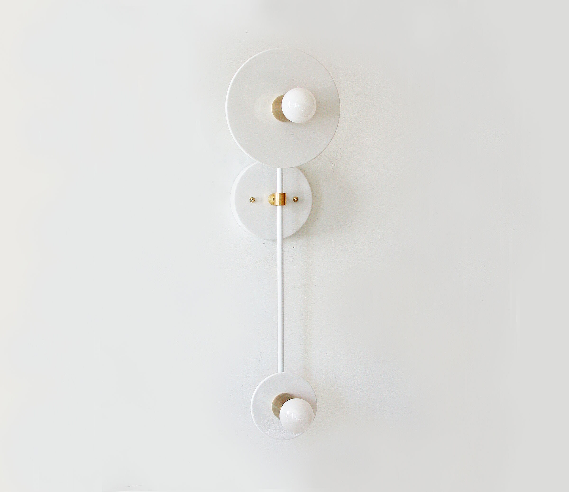 Mid Century Modern Double White Sconce Light White and Gold - Etsy