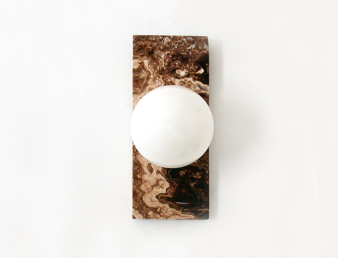 Unique Chocolate Onyx Stone and Opal Glass Globe Sconce Brown Onyx ...