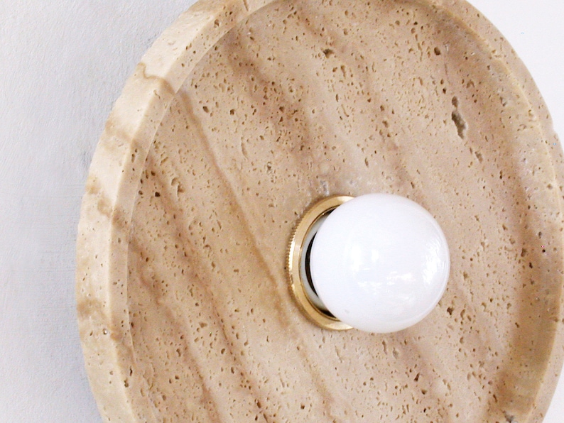 Travertine Round Modern Light Fixture Travertine Sconce Vanity ...