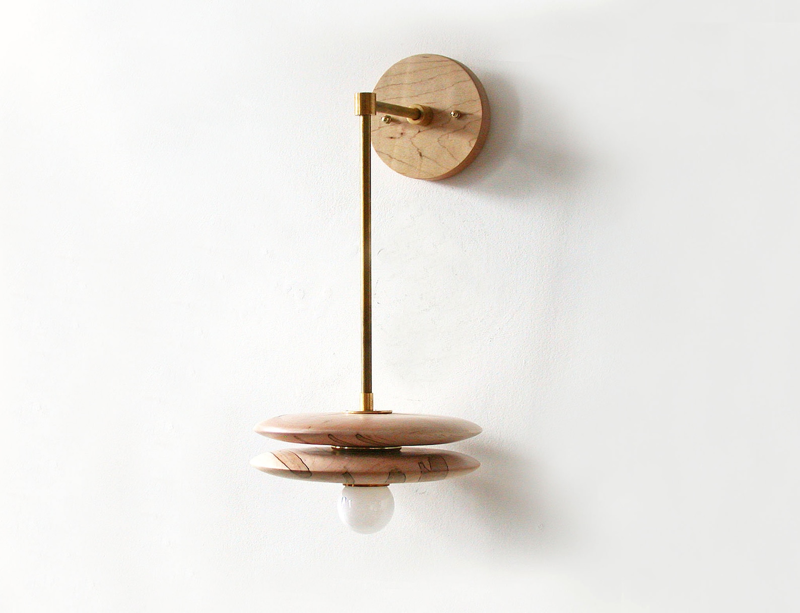 Ambrosia Maple and Brass Eclectic Wall Fixture Light Spalted Maple ...