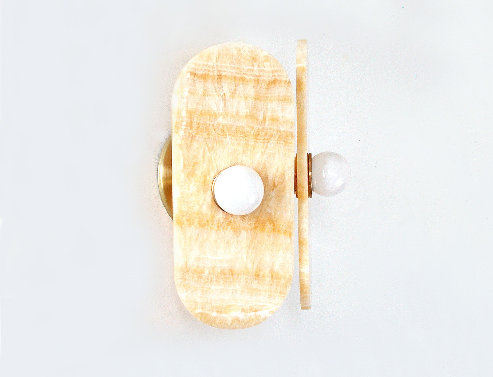 Double Oval Onyx Stone Sconce Light Double Onyx Vanity Fixture Light ...