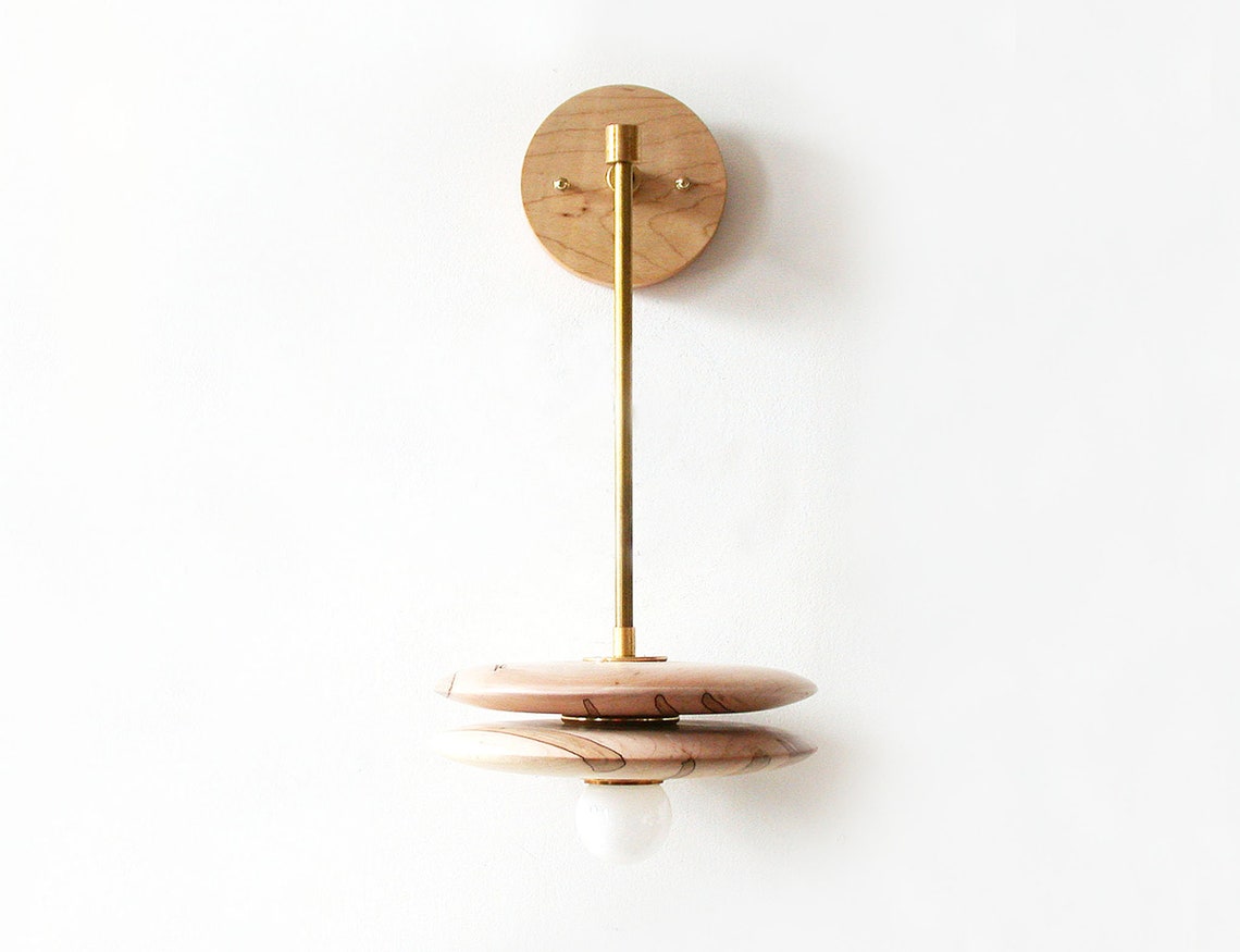 Ambrosia Maple and Brass Eclectic Wall Fixture Light Spalted Maple ...