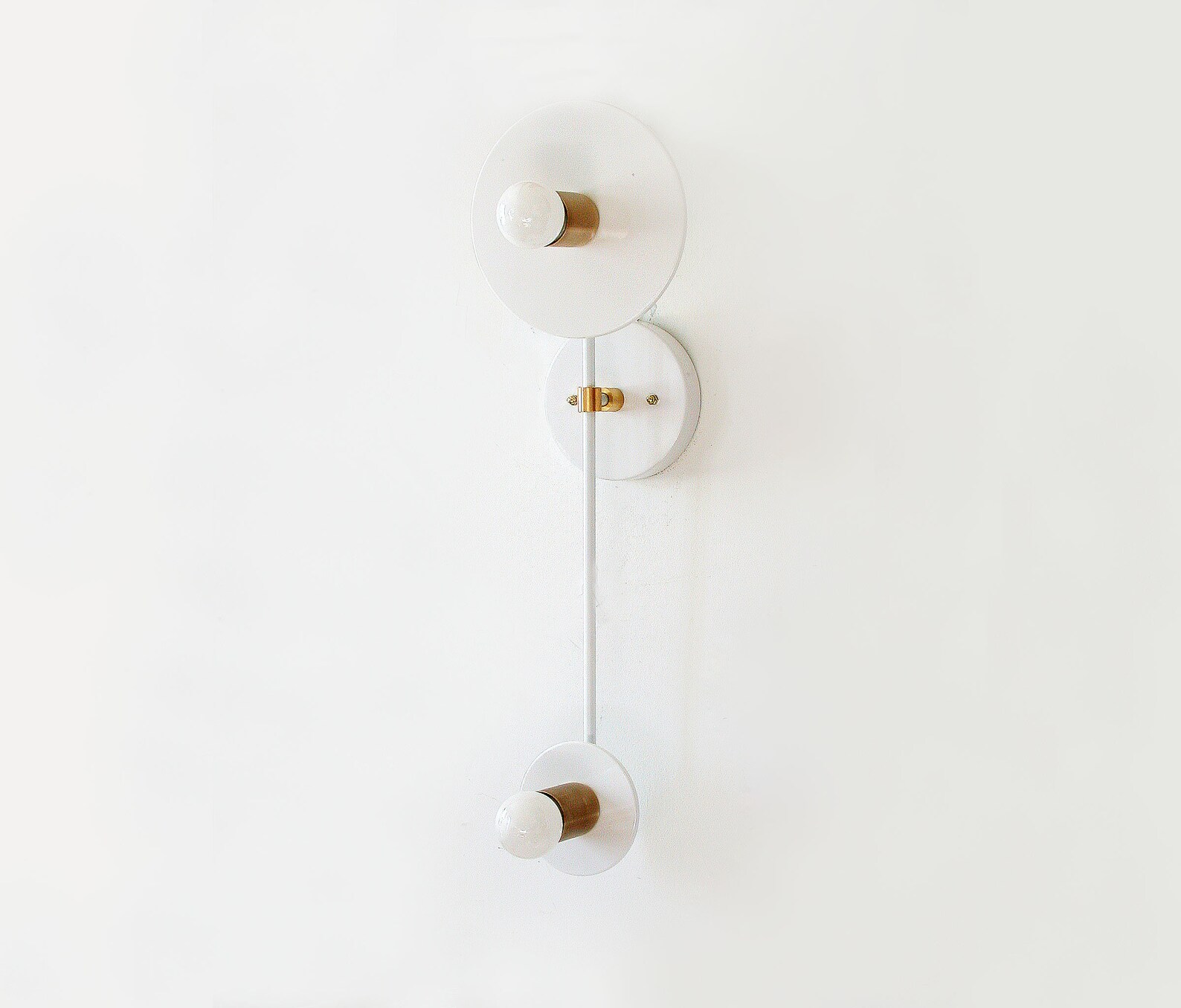 Mid Century Modern Double White Sconce Light White and Gold - Etsy