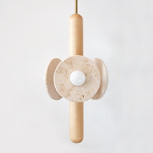 Travertine Stone and Maple Bohemian Pendant Light Travertine Fixture ...