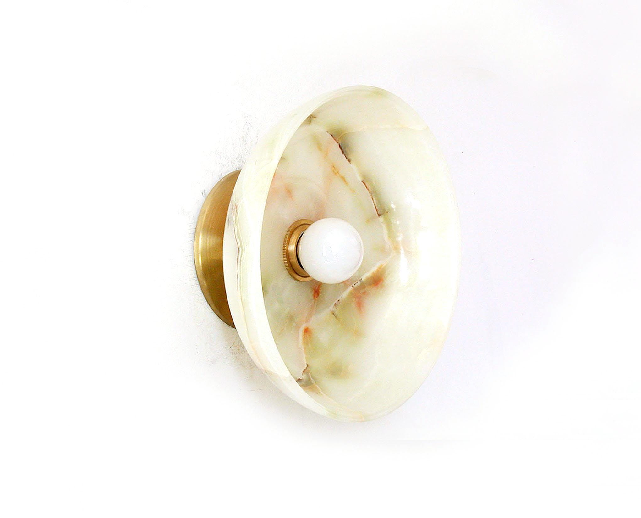 Round Large Onyx Stone Sconce Light Onyx Wall Light Fixture Vanity Onyx ...