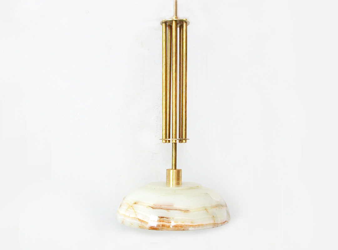 Onyx Stone and Brass Pendant Light Onyx Kitchen Island Lighting ...
