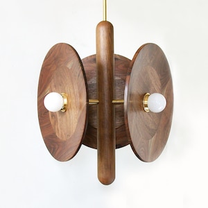 Mid Century Modern Triple Walnut Dish Pendant Light Modern - Etsy