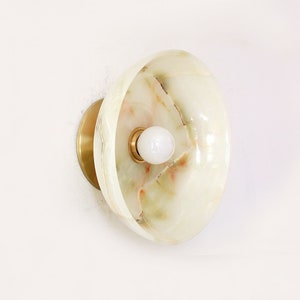 Round Large Onyx Stone Sconce Light Onyx Wall Light Fixture Vanity Onyx ...