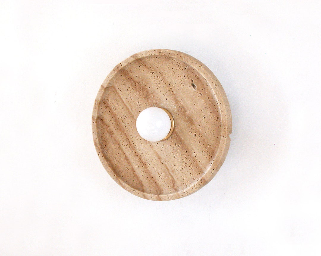 Travertine Round Modern Light Fixture Travertine Sconce Vanity ...