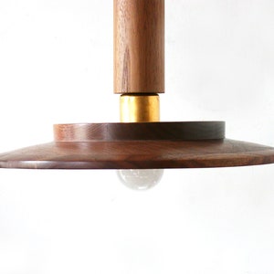 Walnut and Brass Eclectic Pendant Light Dining Room Walnut Pendant Lamp ...