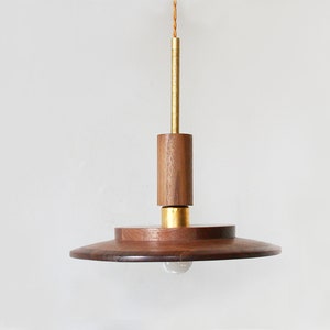 Walnut and Brass Eclectic Pendant Light Dining Room Walnut Pendant Lamp ...
