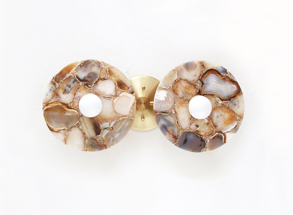 Agate Stone Double Eclectic Sconce Light Above Mirror Agate - Etsy
