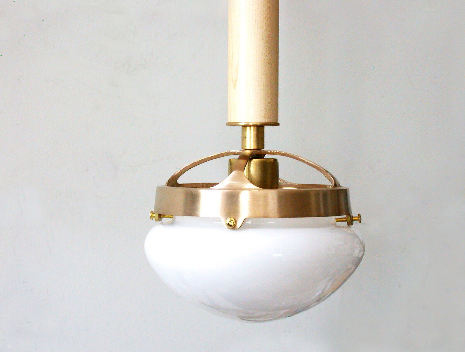 Modern Maple Wood Ceiling Fixture Light Pendant Light With Opal Glass ...