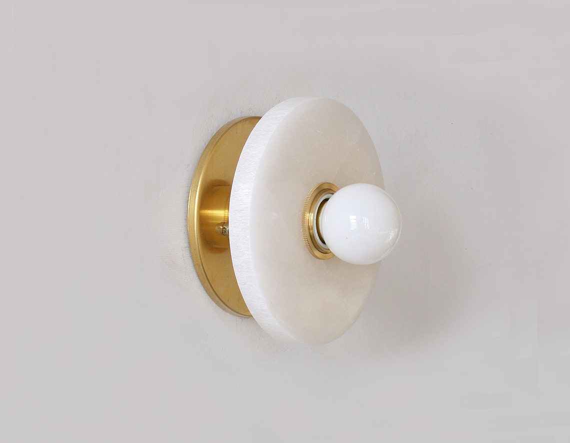 Selenite Stone Minimalist Wall Fixture Light Selenite Crystal - Etsy