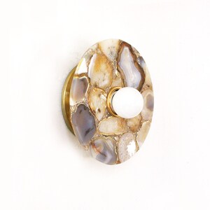 Agate Stone Round Bohemian Sconce Agate Wall Fixture Light Unique Agate ...