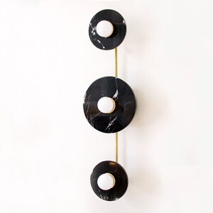 Nero Marquina Marble Triple Vanity Light Fixture Black Veined Marble ...