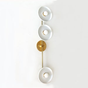 White Ceramic and Brass Triple Wall Fixture Light Triple White Sconce ...