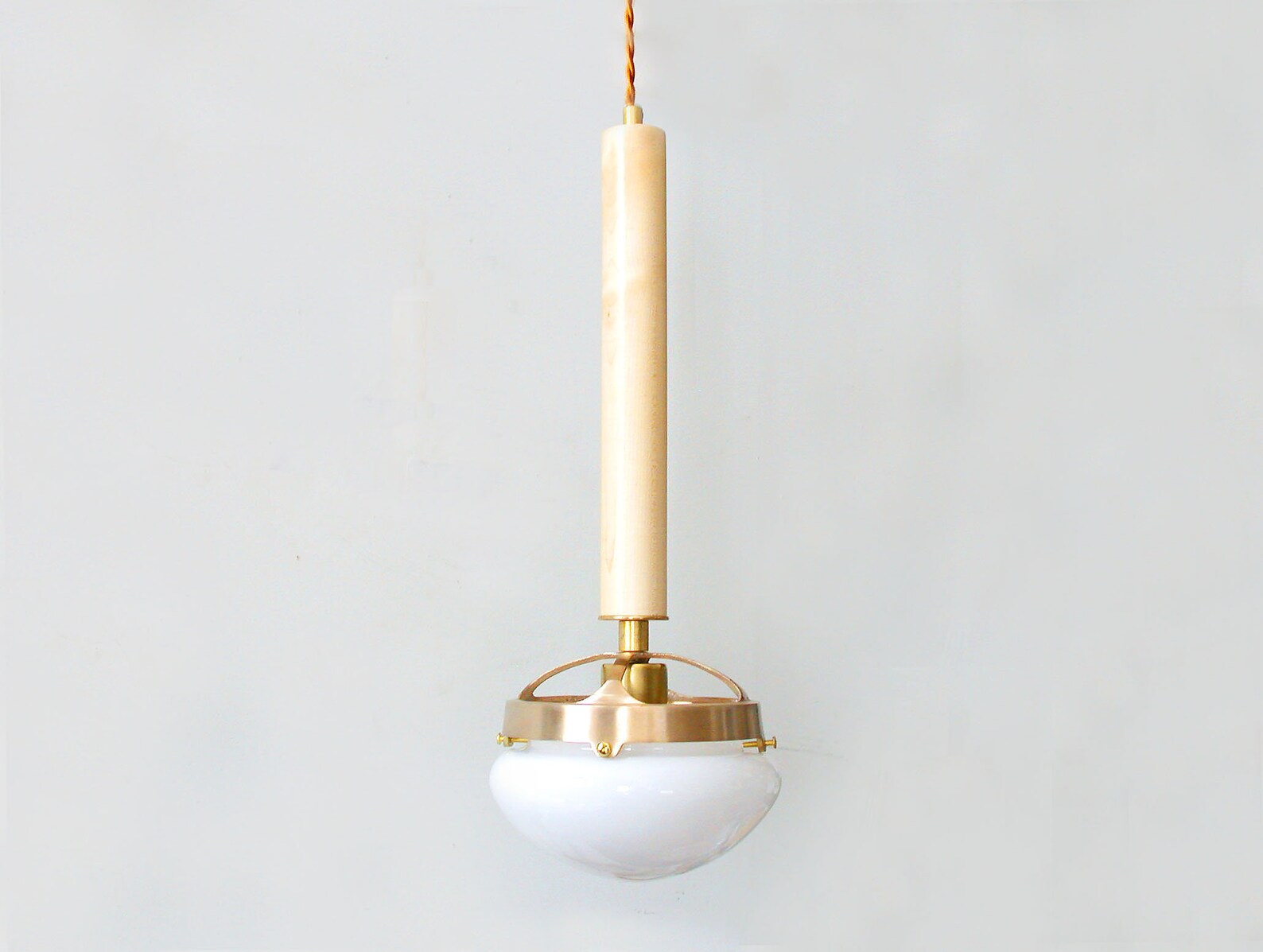 Modern Maple Wood Ceiling Fixture Light Pendant Light With Opal Glass ...