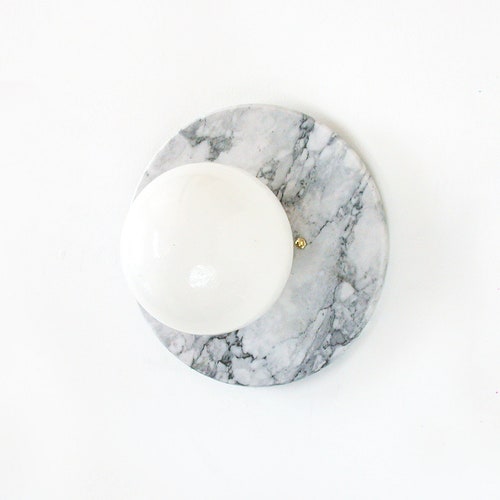 Marble and White Glass Globe Round Vanity Fixture Light Marble - Etsy