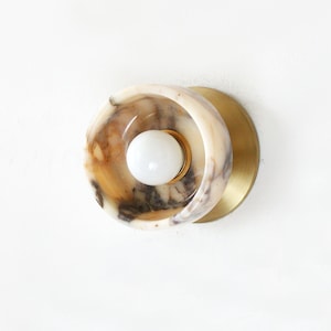 Minimalist Calacatta Viola Marble and Brass Sconce Lamp Marble Vanity ...