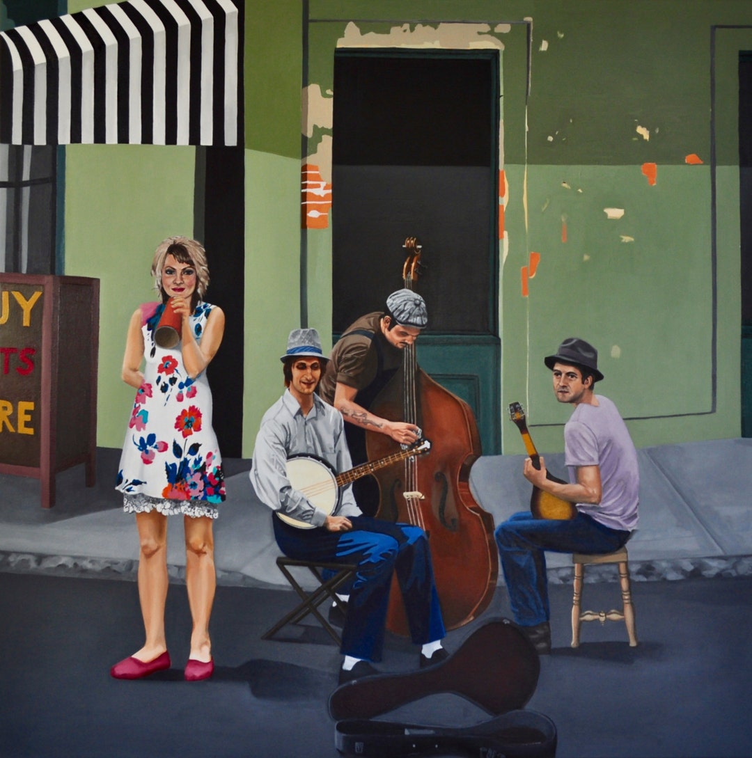 Traveling Buskers, Original Oil Painting, New Orleans, Musicians ...