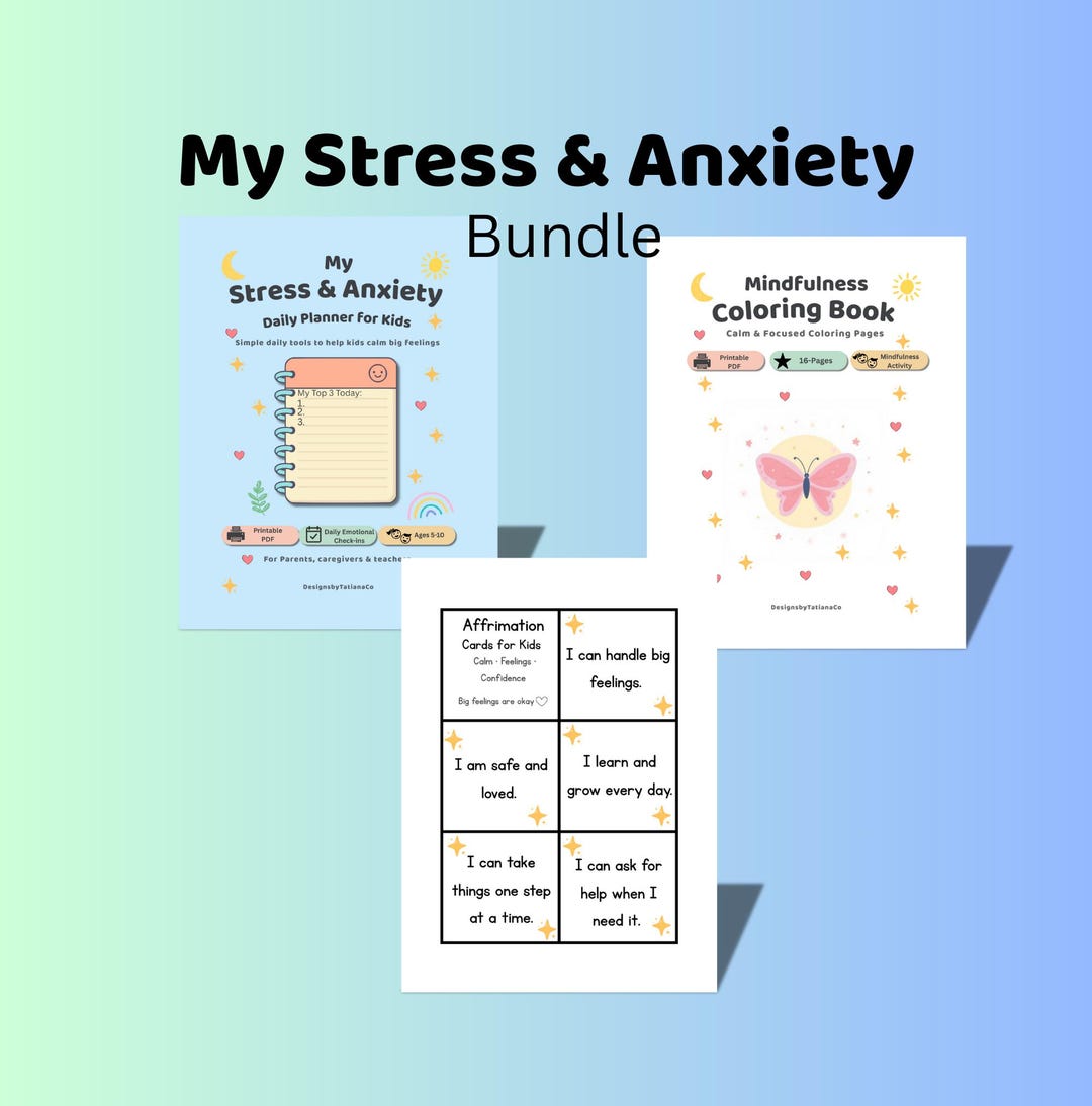 Kids Stress & Anxiety Coping Bundle – SEL Tools, Ages 5-10 (PDF Instant ...
