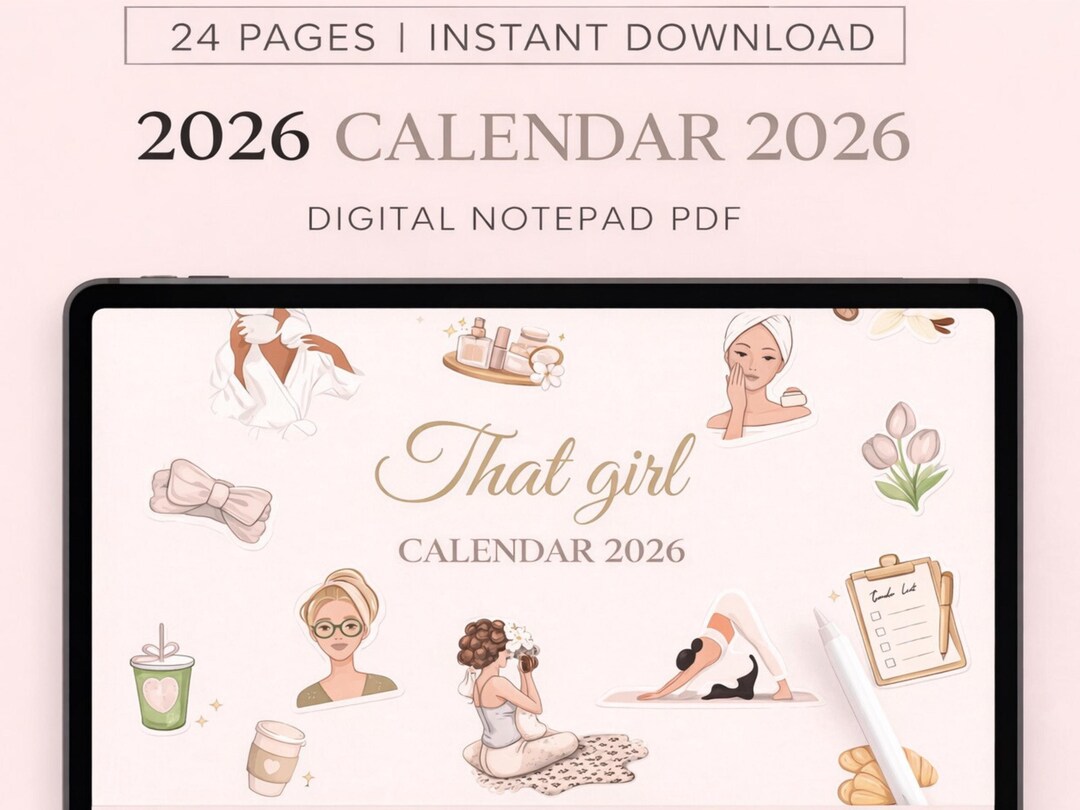 Digitaler Monatskalender 2026 für GoodNotes, druckbarer Tischkalender ...