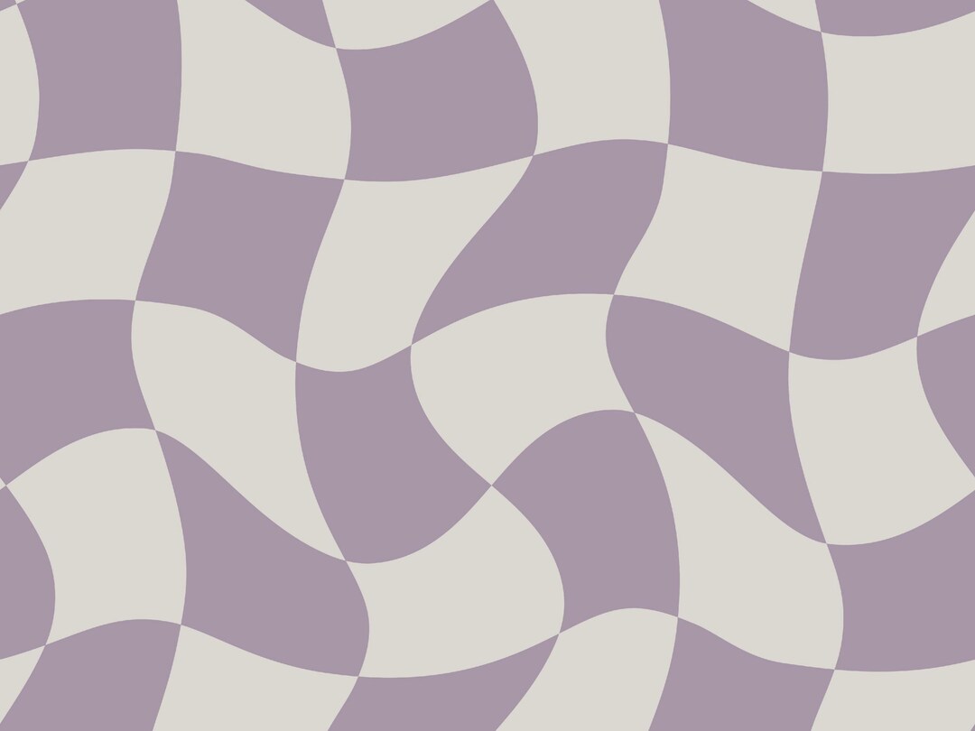 Wavy Checker Seamless Pattern | Dusty Violet & Bone | Abstract ...