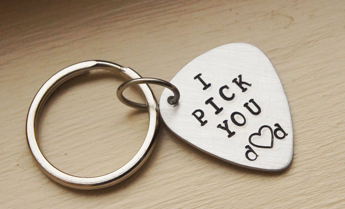Custom Guitar Pick Keychain Aluminum Personalized Pick | Etsy