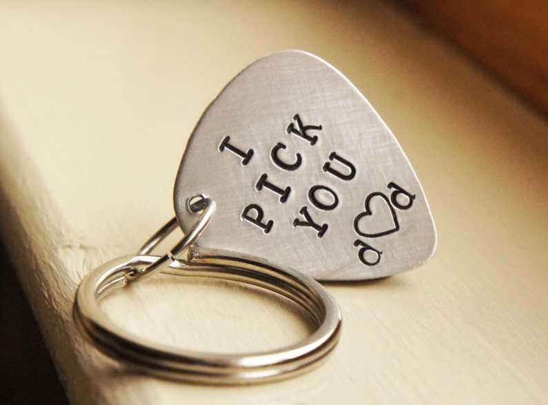 Custom Guitar Pick Keychain Aluminum Personalized Pick | Etsy