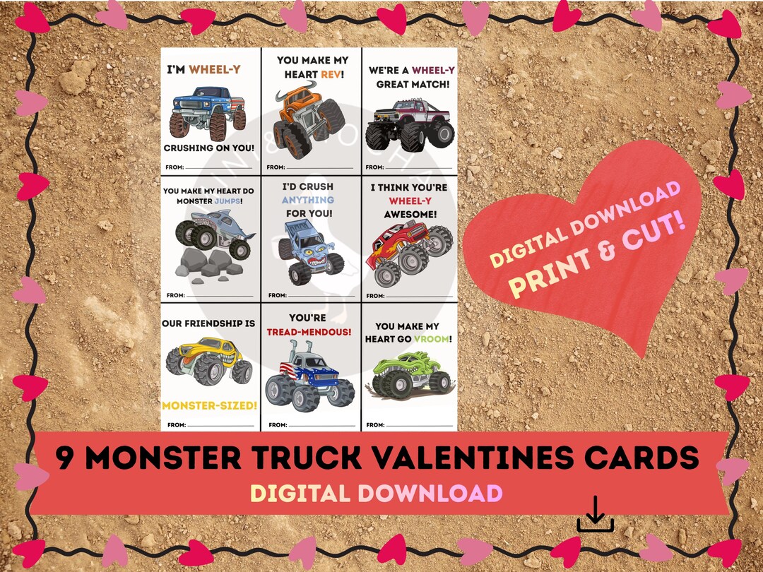 9 Monster Truck Valentines Day Cards - Etsy
