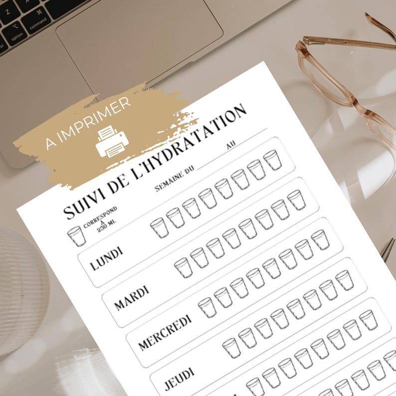 Suivi De L'hydratation Imprimable PDF | Habit Tracker Simple | Planner ...