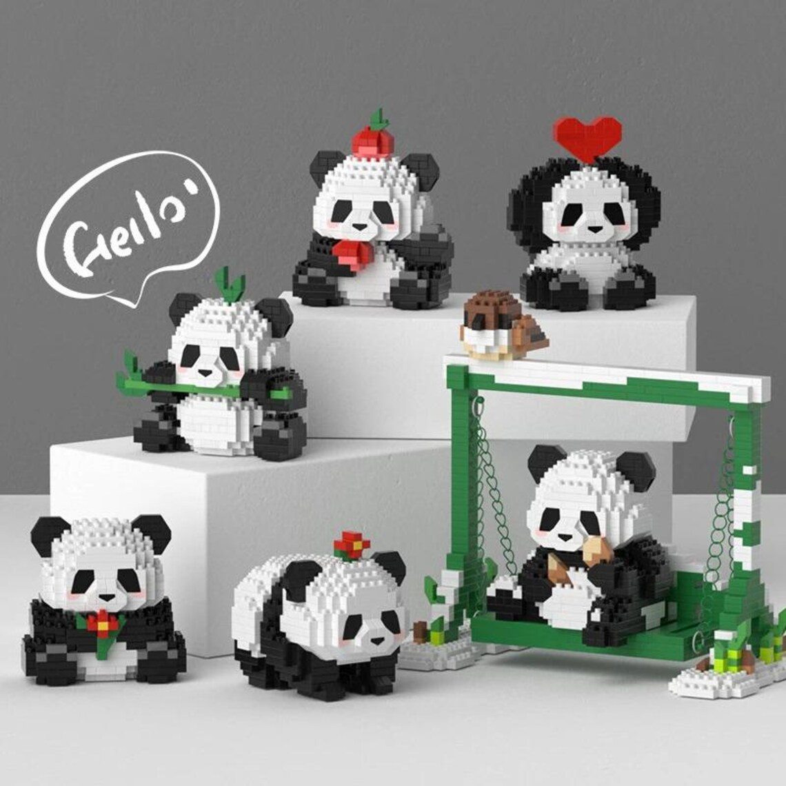 Cute Panda Building Blocks, Toys, Christmas Halloween Thanksgiving Day ...