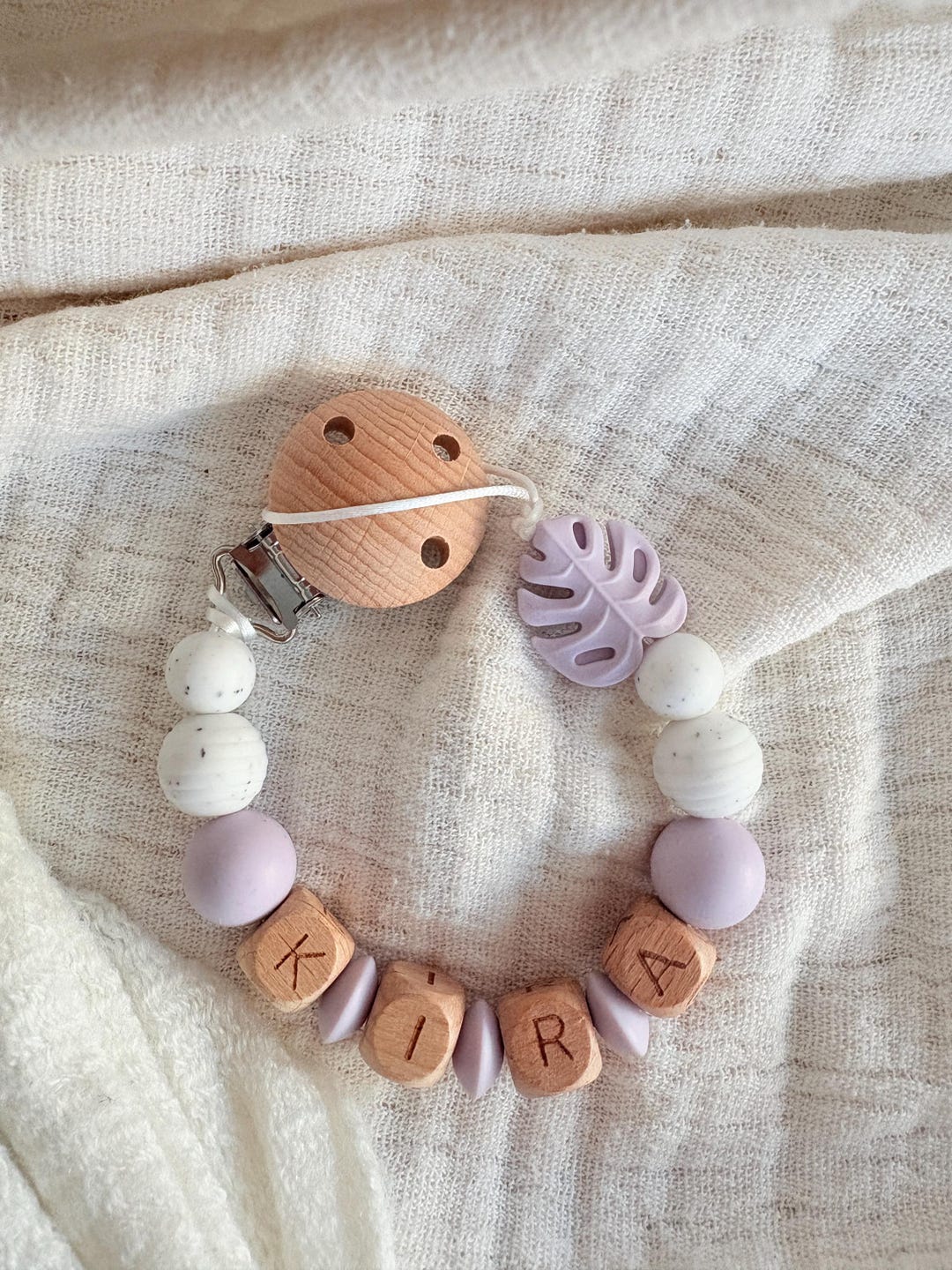 Personalized Purple Pacifier Chain, Baby Pacifier Chain, Handmade ...