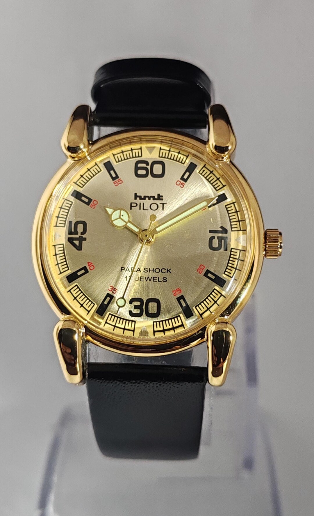 Vintage HMT Pilot Golden Dial 17 Jewels Manual Winding Wrist Watch for ...