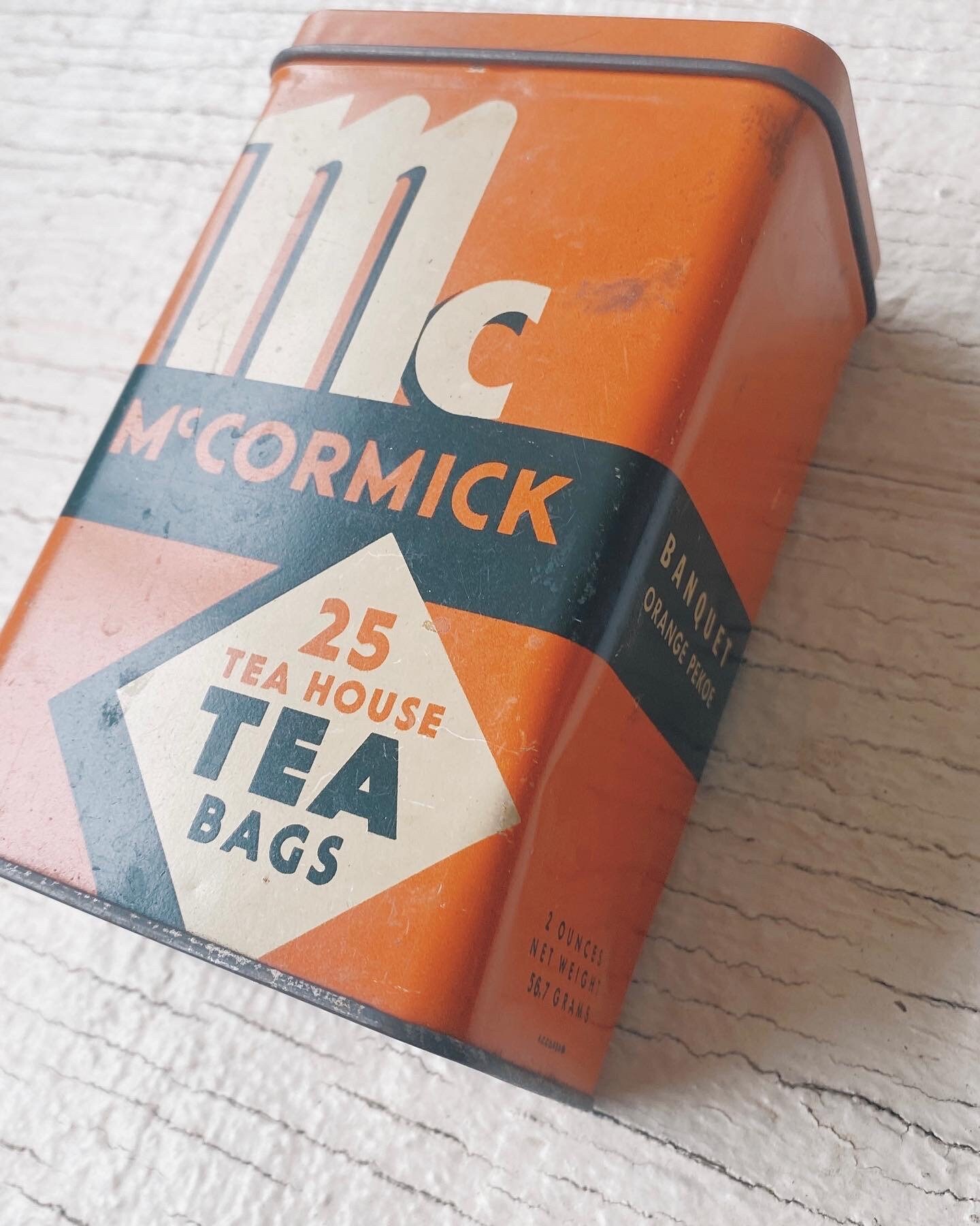Vintage Mccormick Tea Tin, Vintage, Tea Tin, Tin Container, Box, Square ...