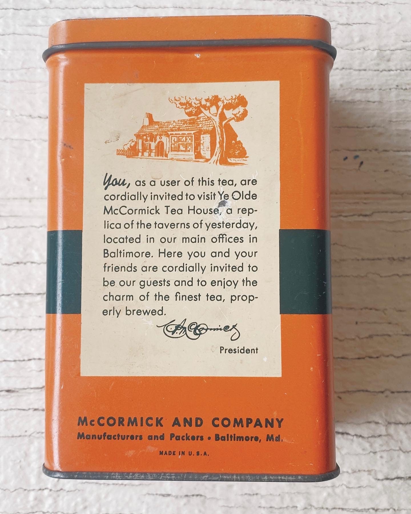 Vintage Mccormick Tea Tin, Vintage, Tea Tin, Tin Container, Box, Square ...