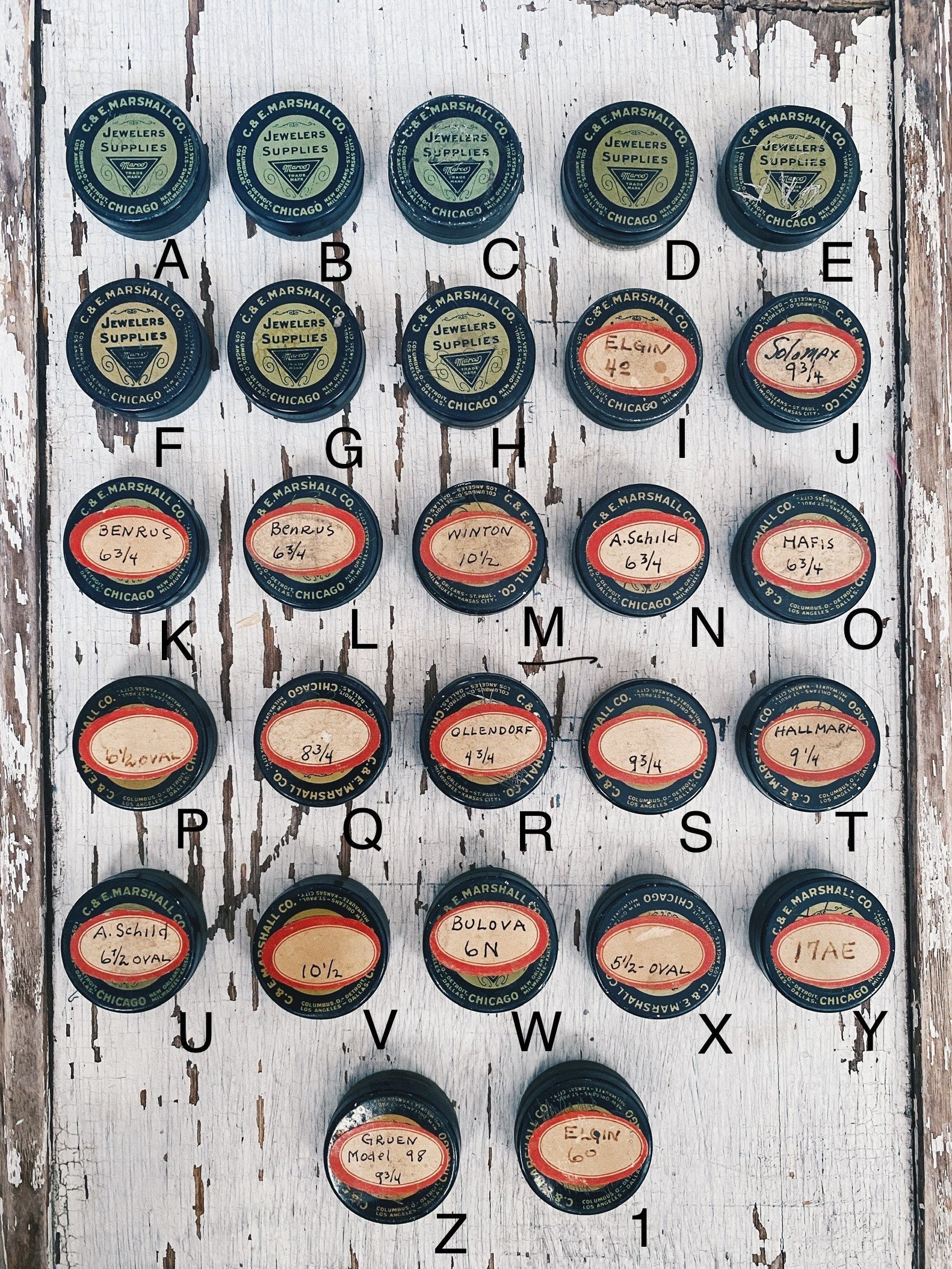 Vintage Watch Parts Small Circle Tins (empty), Vintage, Tin Container ...