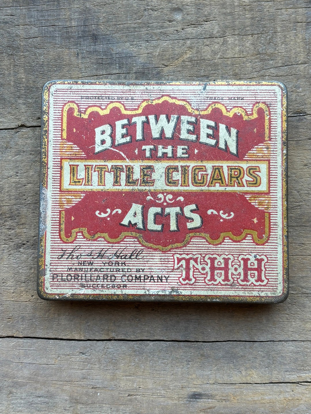 Vintage Between the Acts Little Cigars Tin Flat, Red Tin, Cigar Tin ...