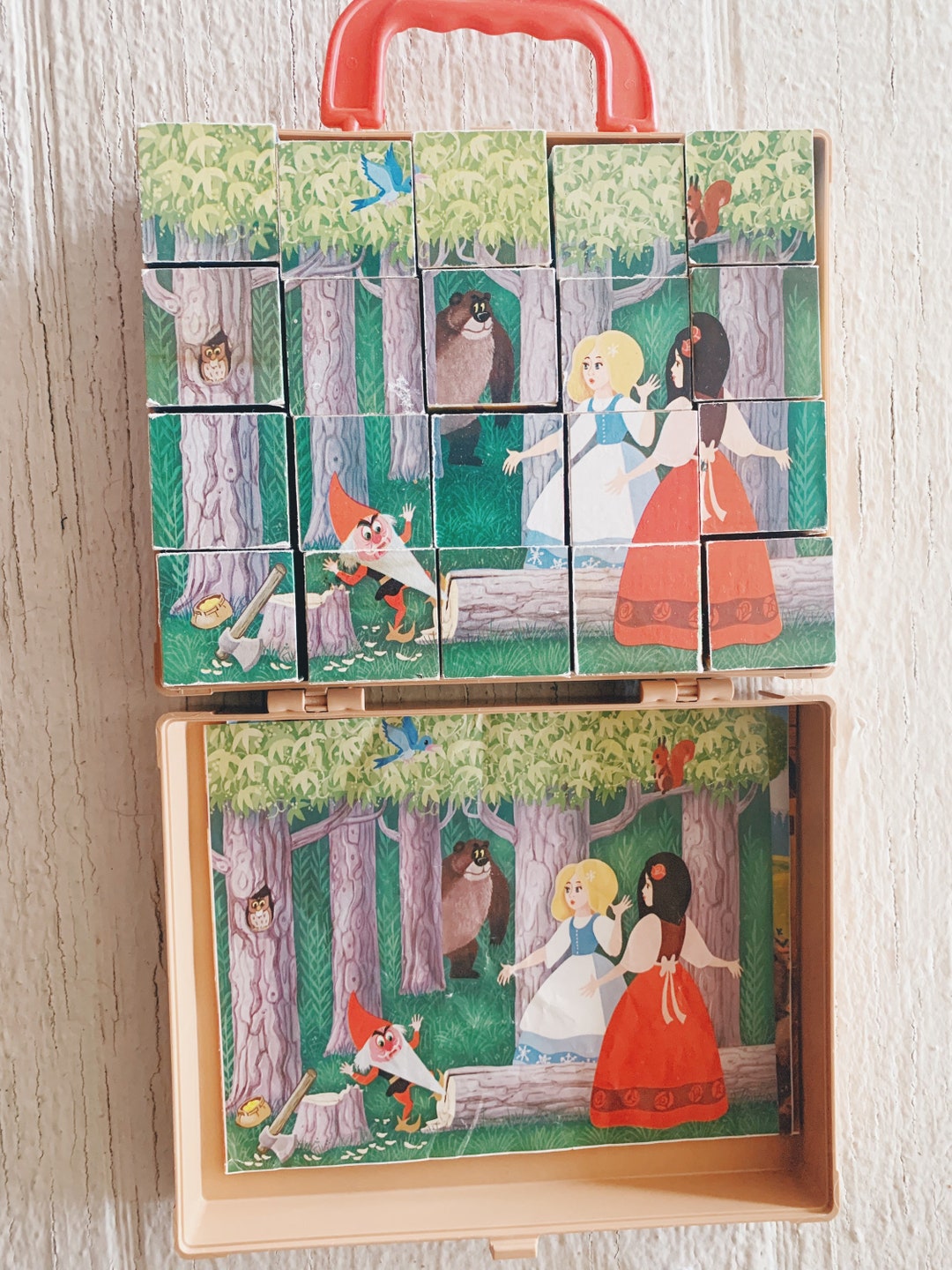 Vintage Wood Fairy Tale Block Puzzle Made in Germany Cinderella, Puss ...