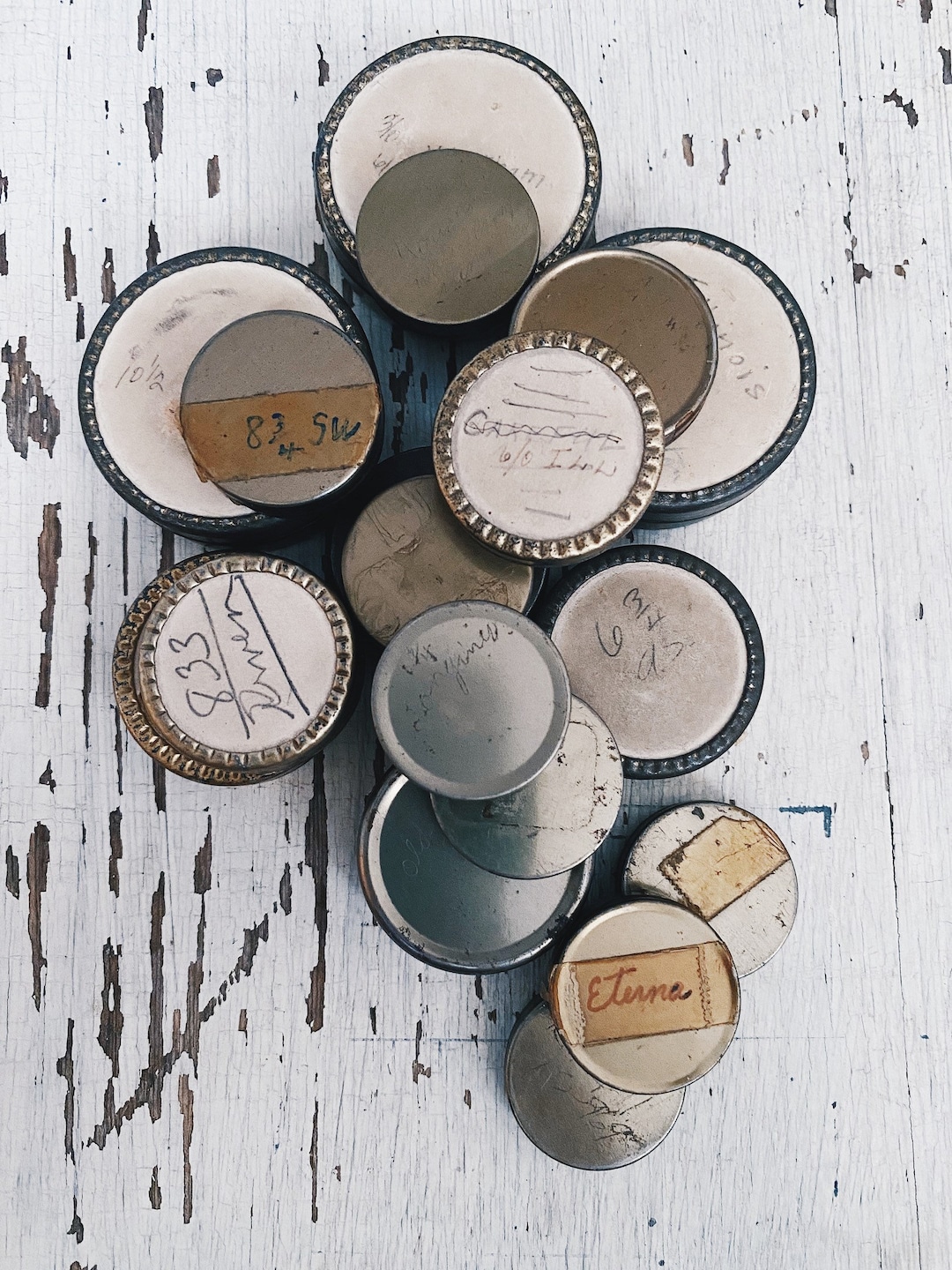 Vintage Circle Tins, Vintage, Tin Container, Copper Small Metal Tins ...