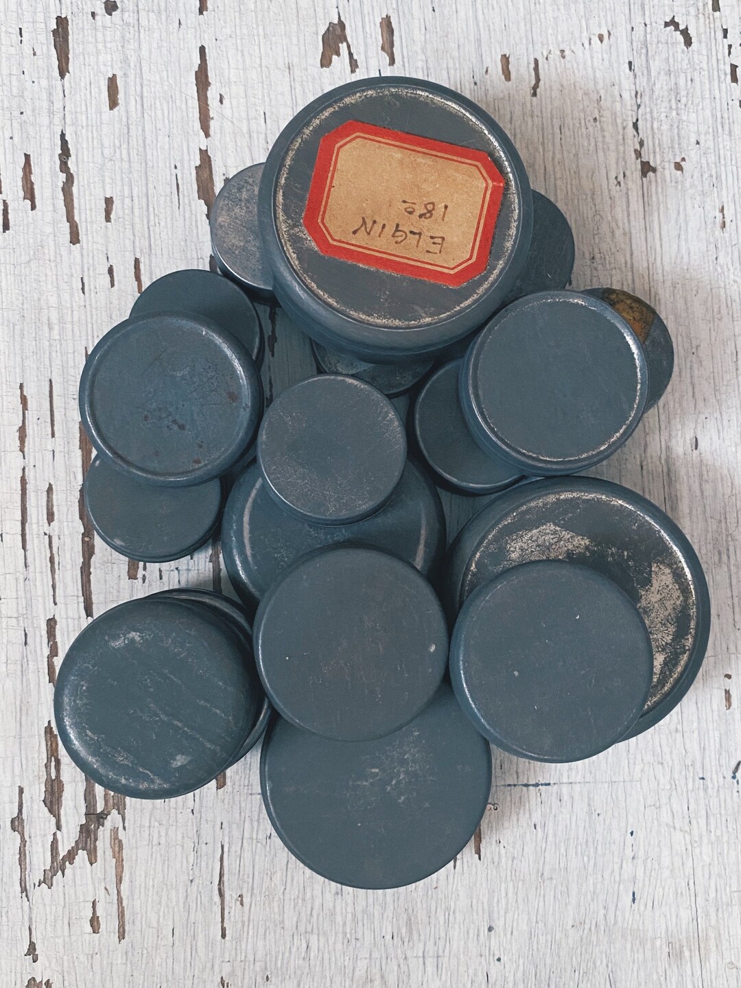 Vintage Circle Tins, Vintage, Tin Container, Galvanized Small Metal ...
